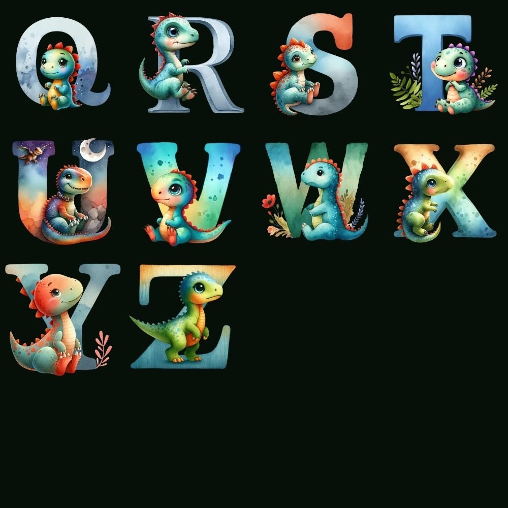 Dinosaur Letters and Number PNG Bundle, Dinosaur Alphabet PNG Clipart ...