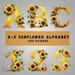 Sunflower Letters and Number PNG Bundle, Sunflower Alphabet PNG Clipart ...