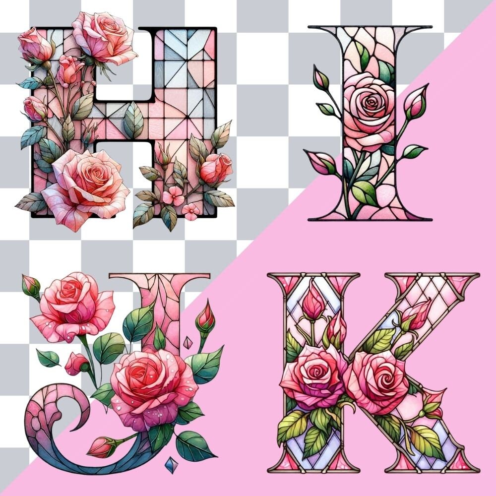 Floral Letters and Numbers PNG Bundle, Floral Alphabet PNG Clipart ...