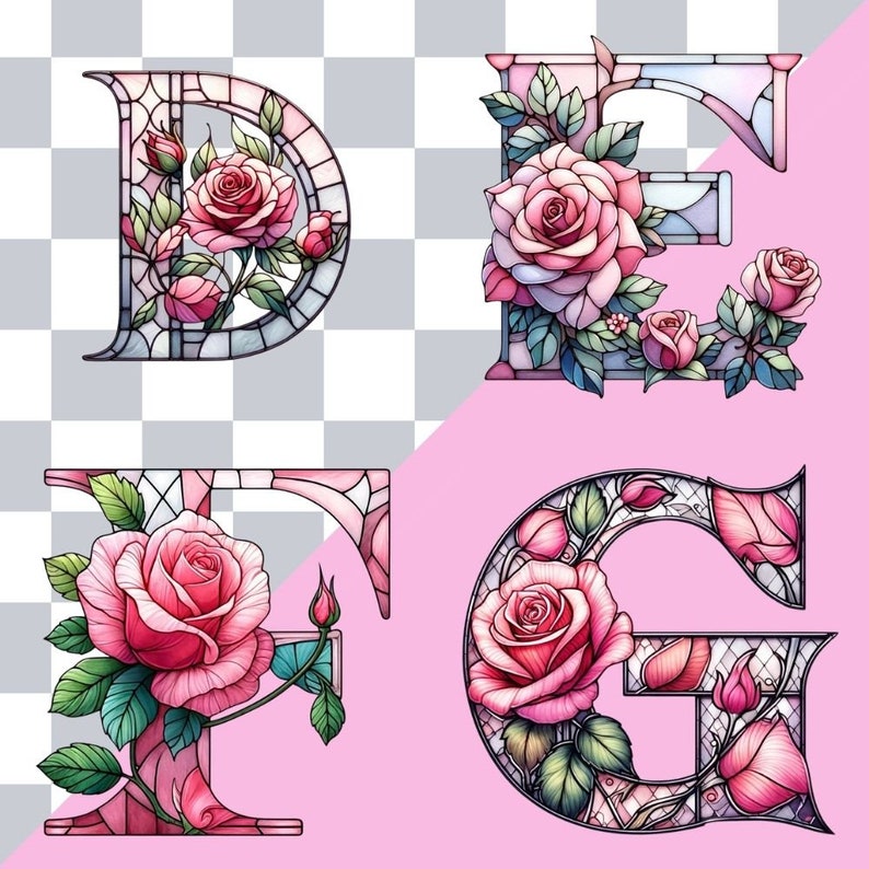 Floral Letters and Numbers PNG Bundle, Floral Alphabet PNG Clipart ...