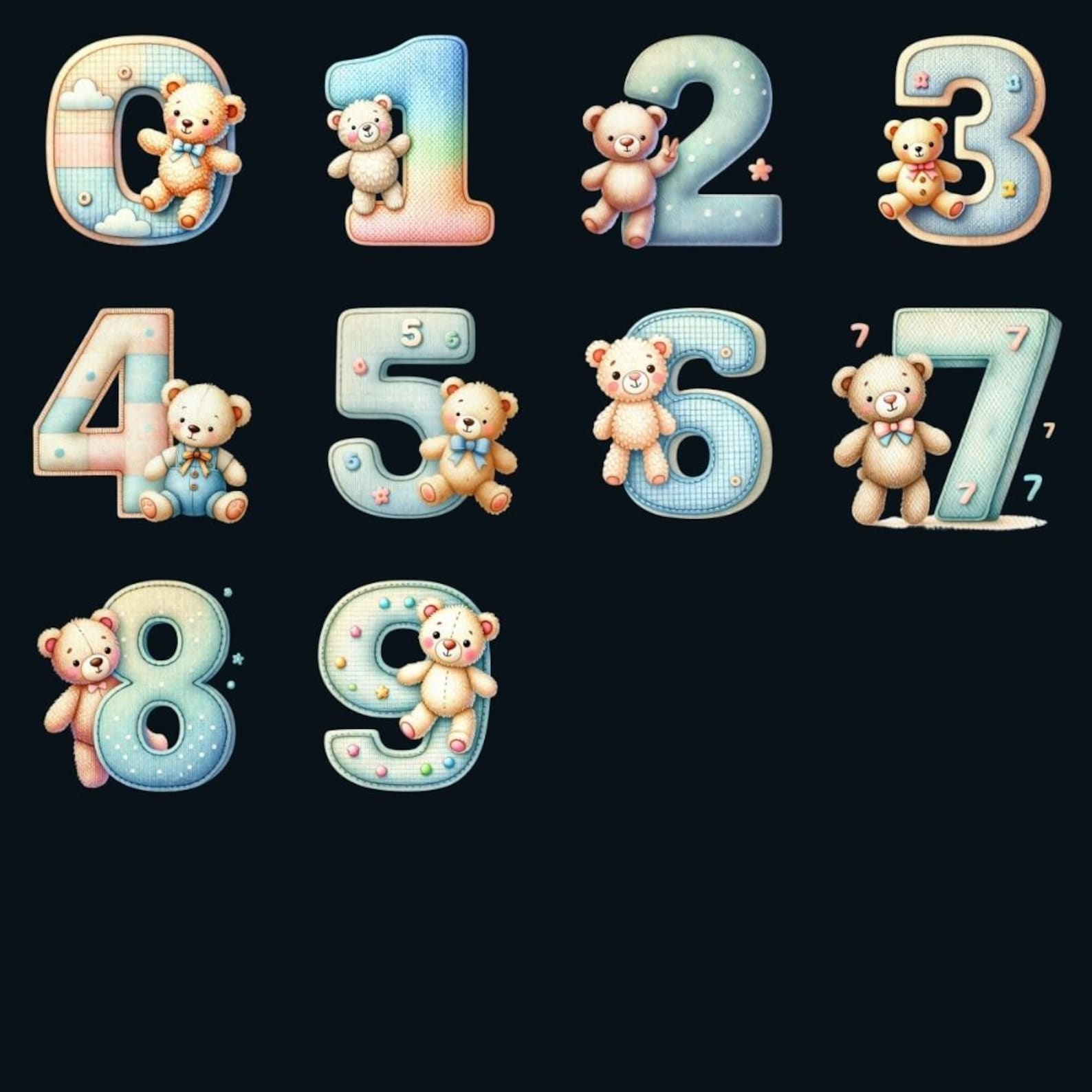 Teddy Bear Letter and Number PNG Bundle, Teddy Bear Alphabet PNG ...