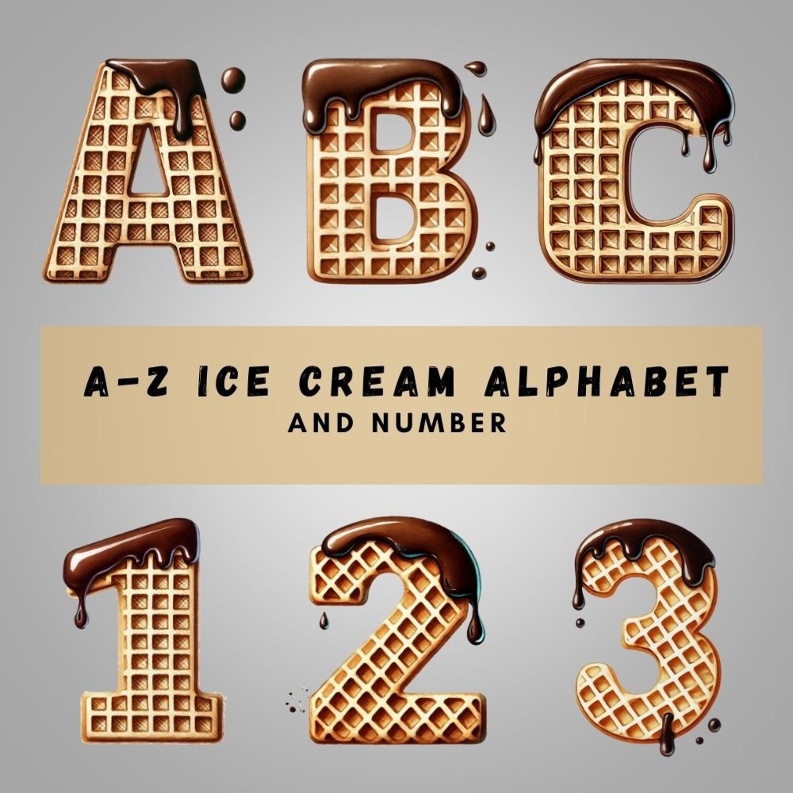 Ice Cream Letter and Number PNG Bundle, Ice Cream Alphabet PNG Clipart ...