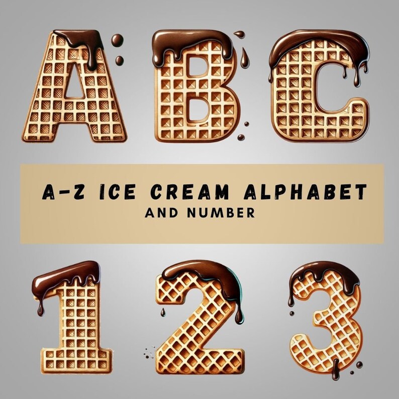 Ice Cream Letter and Number PNG Bundle, Ice Cream Alphabet PNG Clipart ...