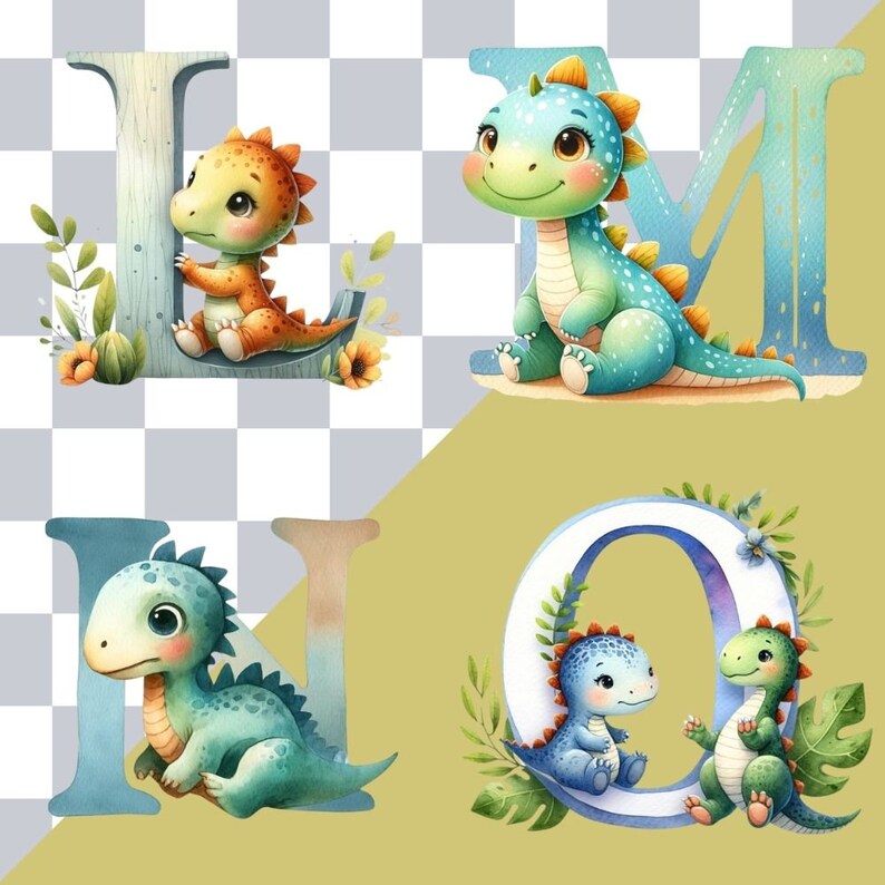 Dinosaur Letters and Number PNG Bundle, Dinosaur Alphabet PNG Clipart ...