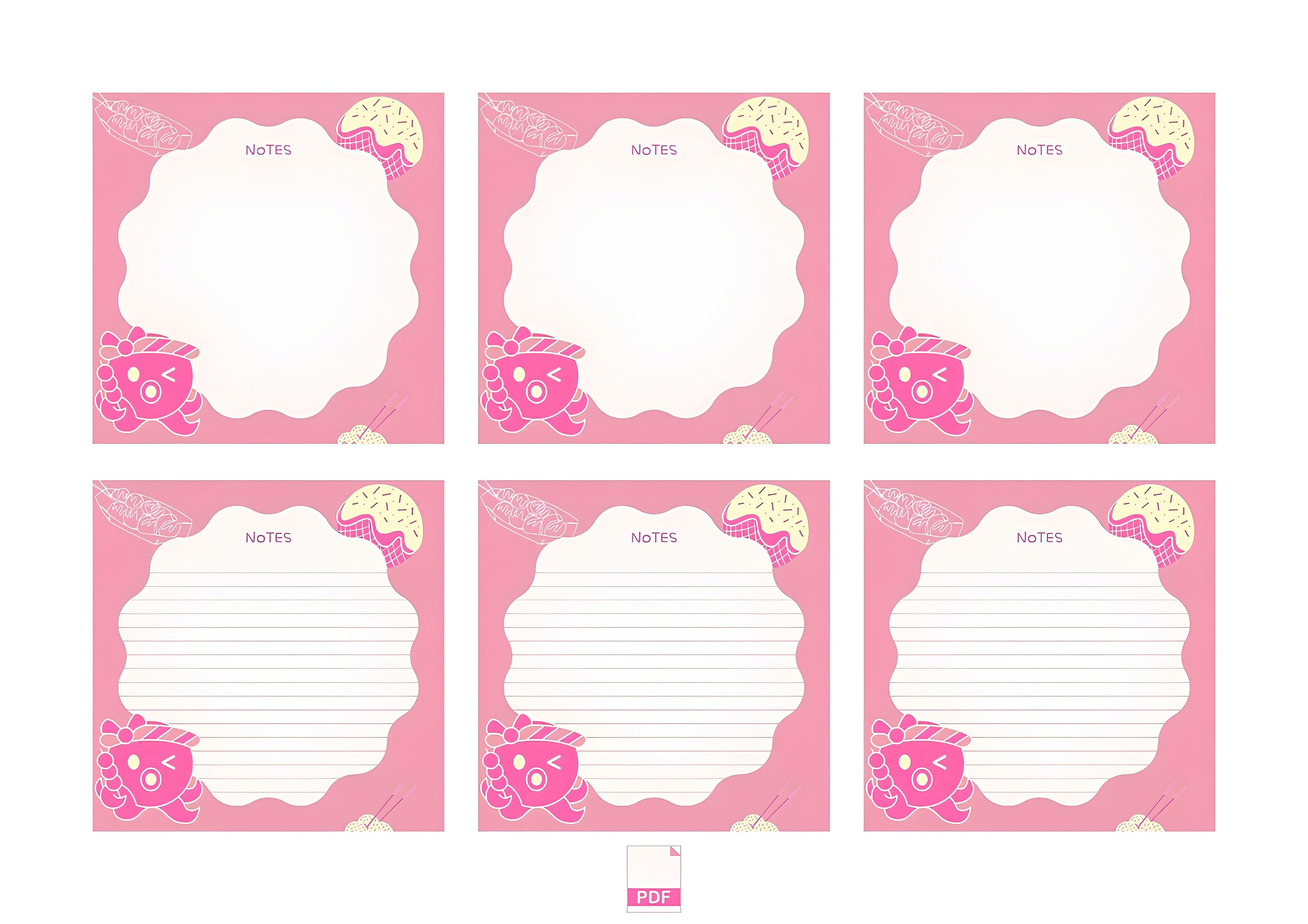 Pink Notepad Takoyaki Notepad Cute Octopus Notepad Printables - Etsy