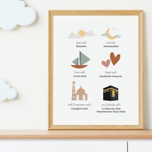 Islamic Daily Phrases Poster: Muslim Nursery Art (digital Print) - Etsy