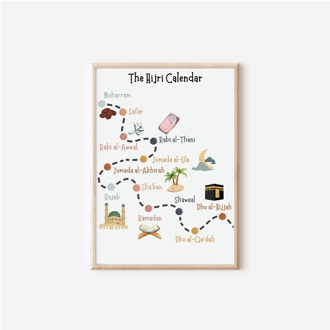 Hijri Calendar Kids Poster: Islamic Nursery Homeschool Decor (digital ...
