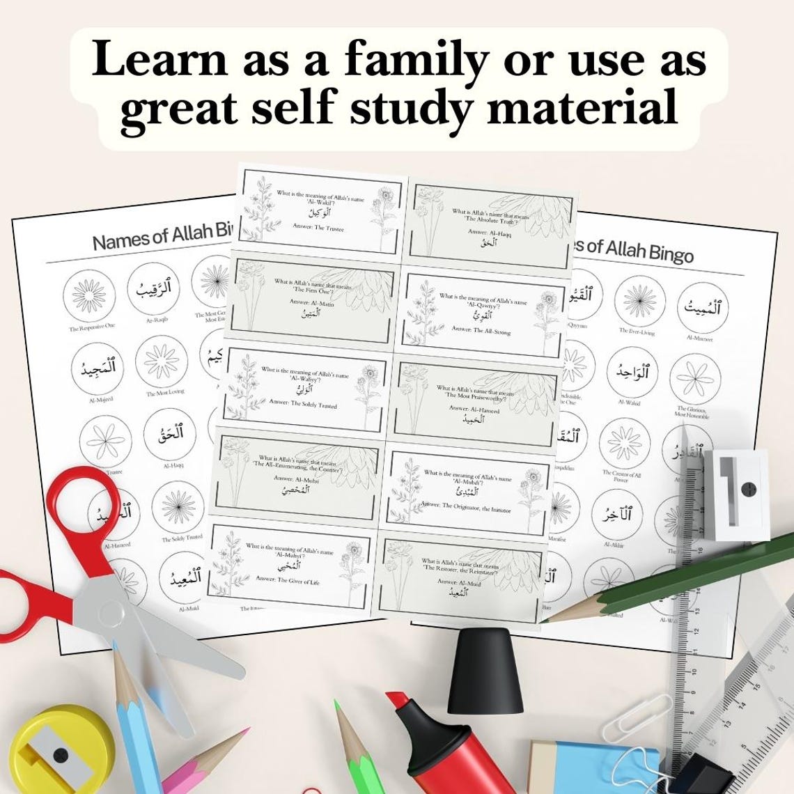 99 Names of Allah Learning Bundle: Bingo, Quiz, Flashcards (digital ...