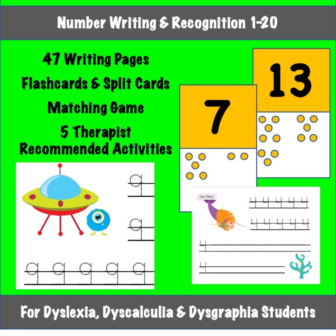 Number Writing & Recognition 1-20 for Dyscalculia, Dyslexia, Dysgraphia ...