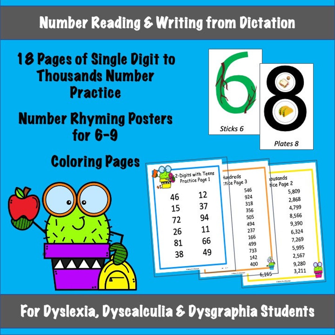 Number Reading and Writing From Dictation for Dyslexia & Dyscalculia ...
