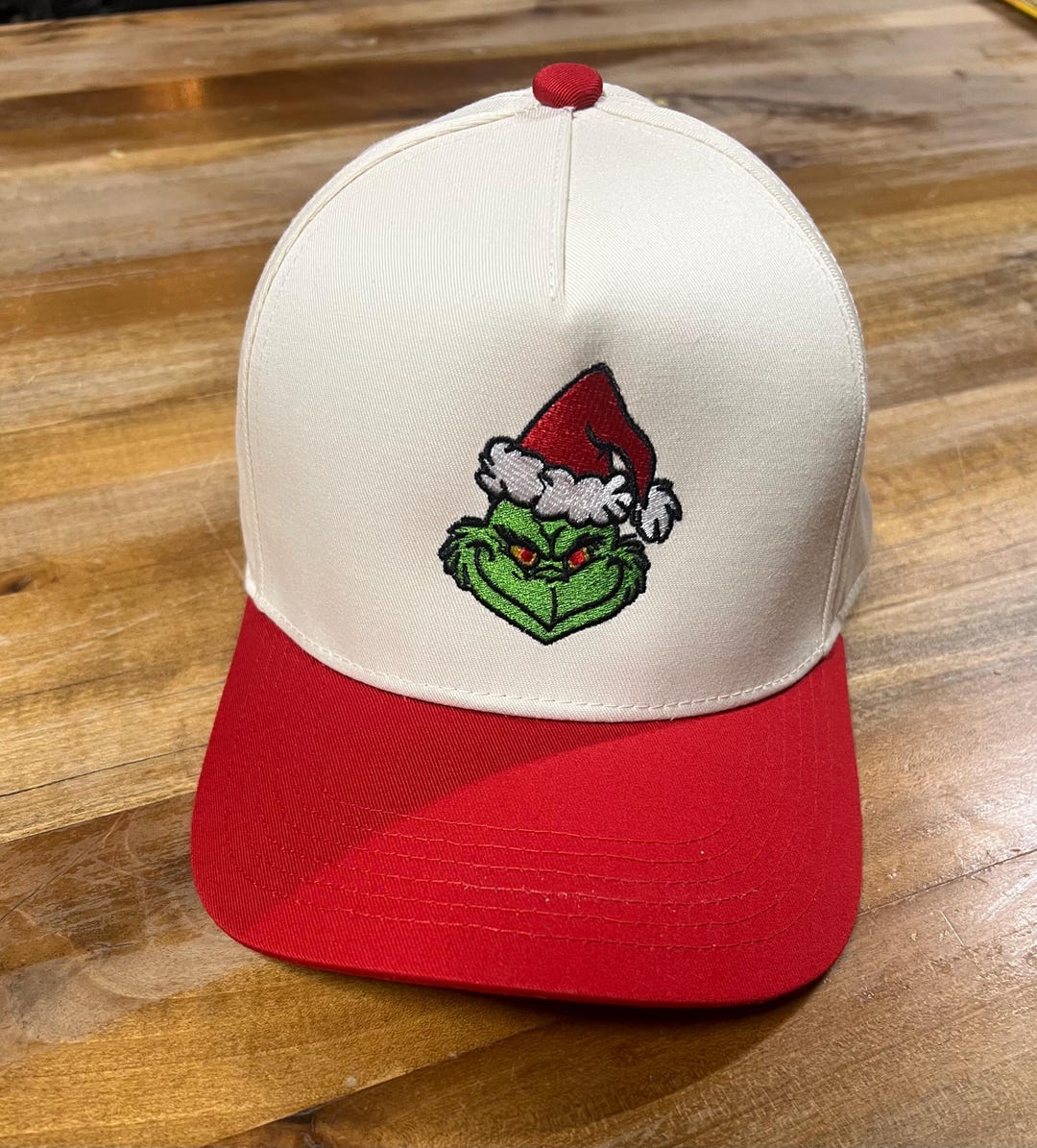 The Grinch Snapback Hat, Christmas Hat, Red Brim, Trucker - Etsy