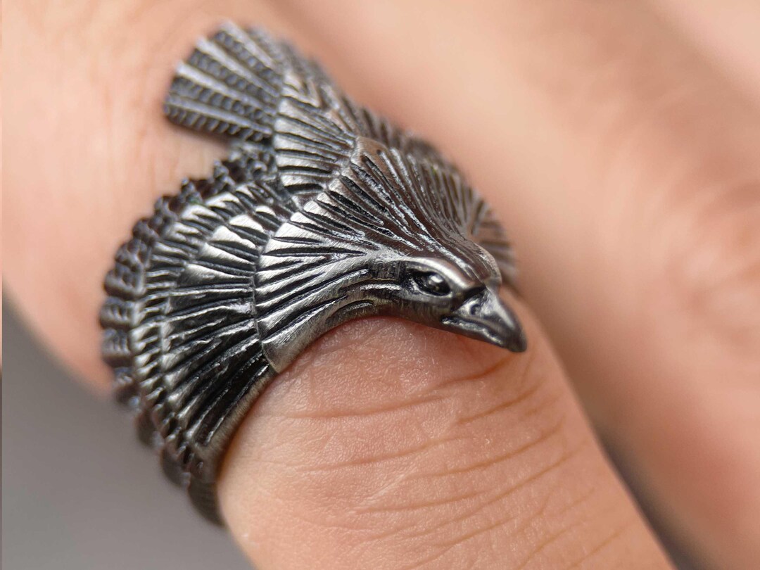 Viking Raven Ring | Odin's Ravens Hugin and Munin | Black Steel Norse ...