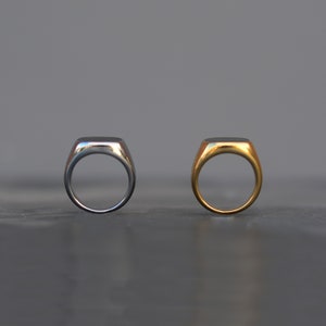 Men's Minimalist Silver Signet Ring With Black Top - Classic Stainless ...