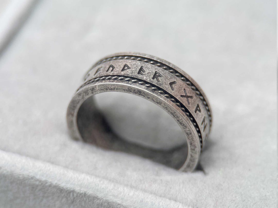 Ancient Viking Ring for Men | Nordic Runes Ring | Black Norse Viking ...