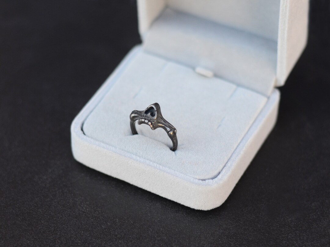 Gothic Half Skull Ring - Stainless Steel Bones Ring - Handmade Punk Jewelry - Unique Gift for ...