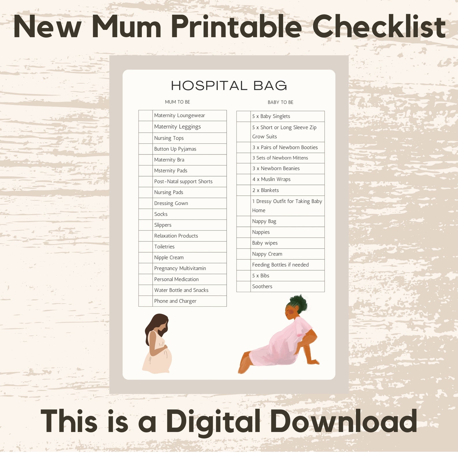 New Mum Check List Bundle. 11 Checklists to Prepare for Baby and Beyond ...