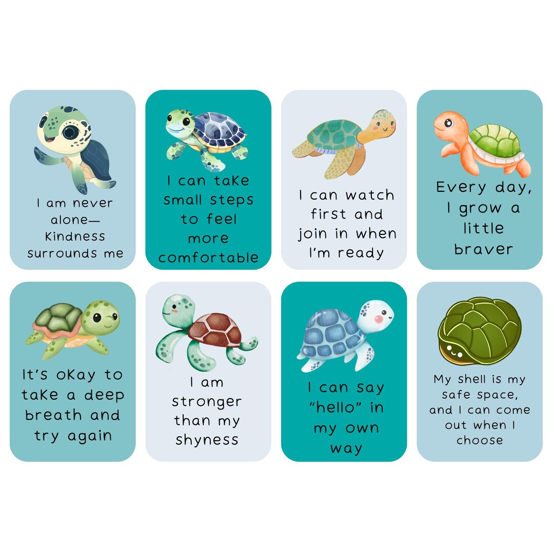 Turtle Shyness Affirmation Cards: Positive Support (digital Download ...