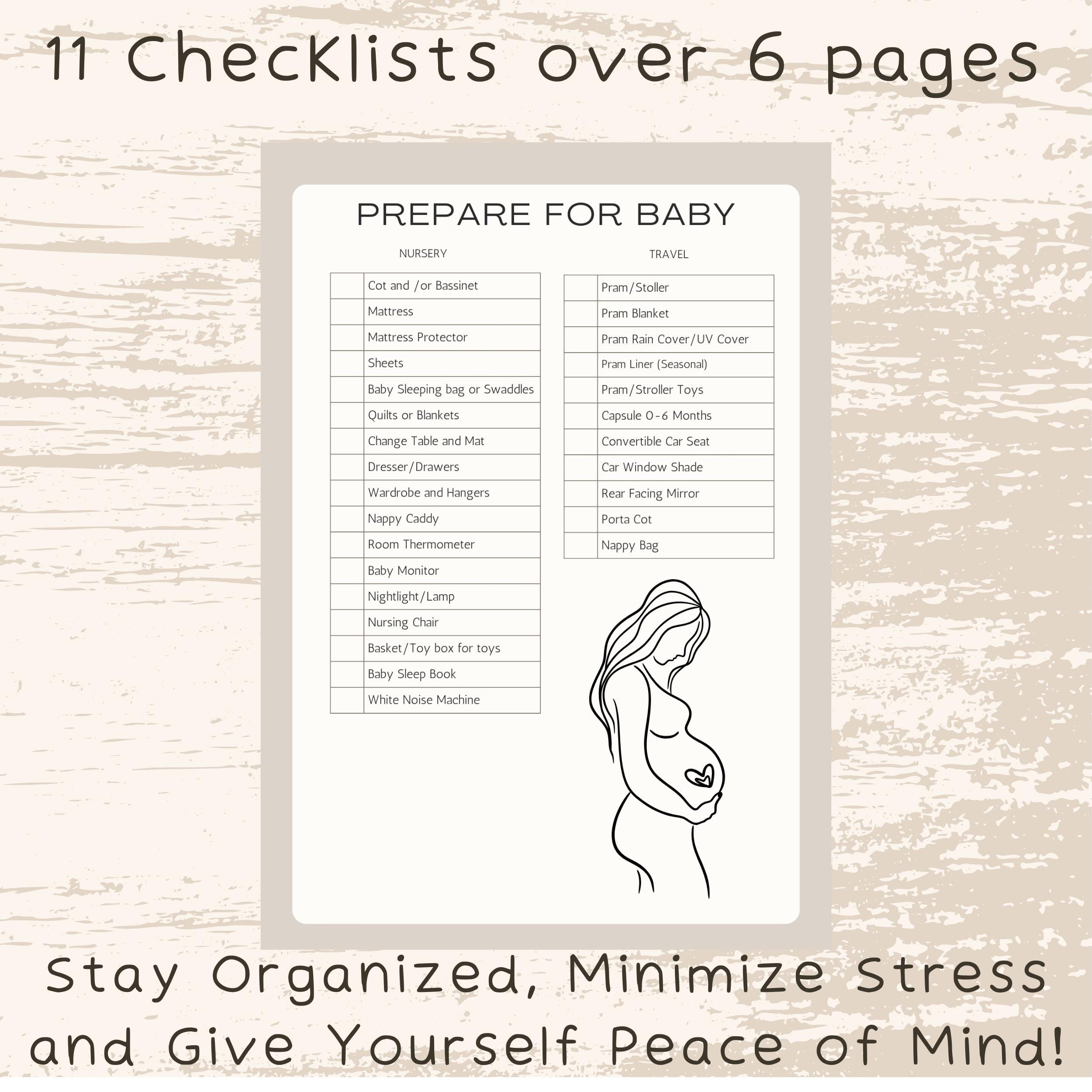 New Mum Check List Bundle. 11 Checklists to Prepare for Baby and Beyond ...