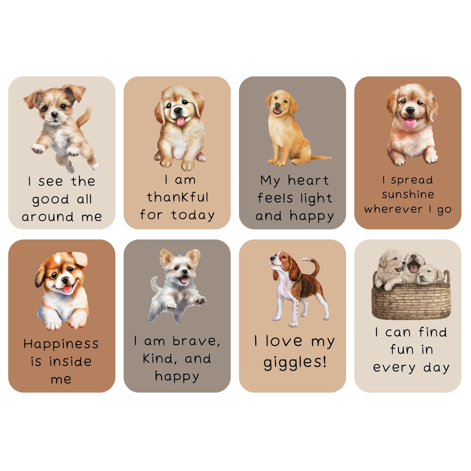 40 Dog Puppy Affirmation Cards: Kids' Printable Positivity Tool ...