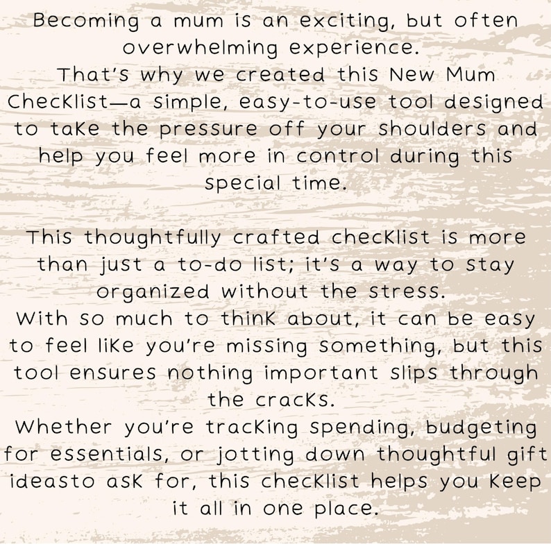New Mum Check List Bundle. 11 Checklists to Prepare for Baby and Beyond ...