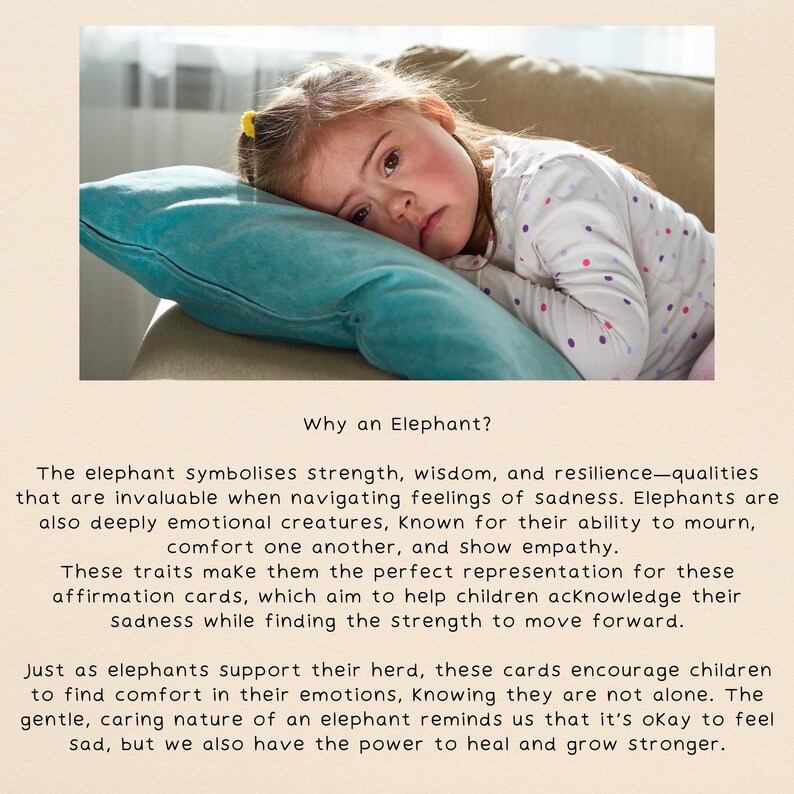 Elephant Sadness Affirmation Cards: Emotional Growth for Children - Etsy