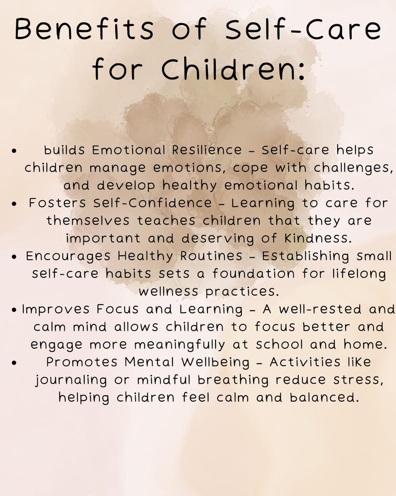 Self Care Poster for Young Children - Etsy