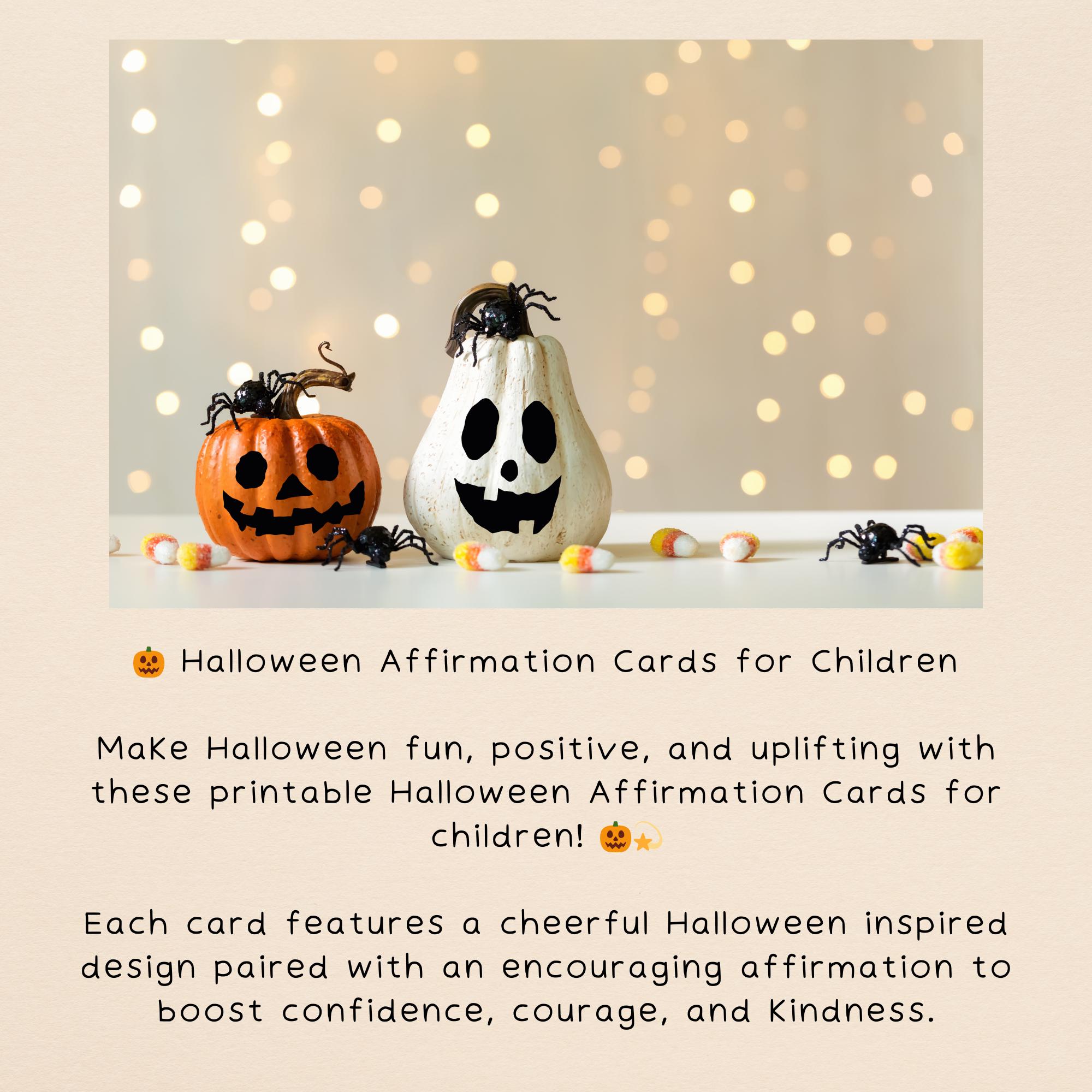 Printable Halloween Affirmation Cards for Kids: Uplifting Seasonal Joy ...