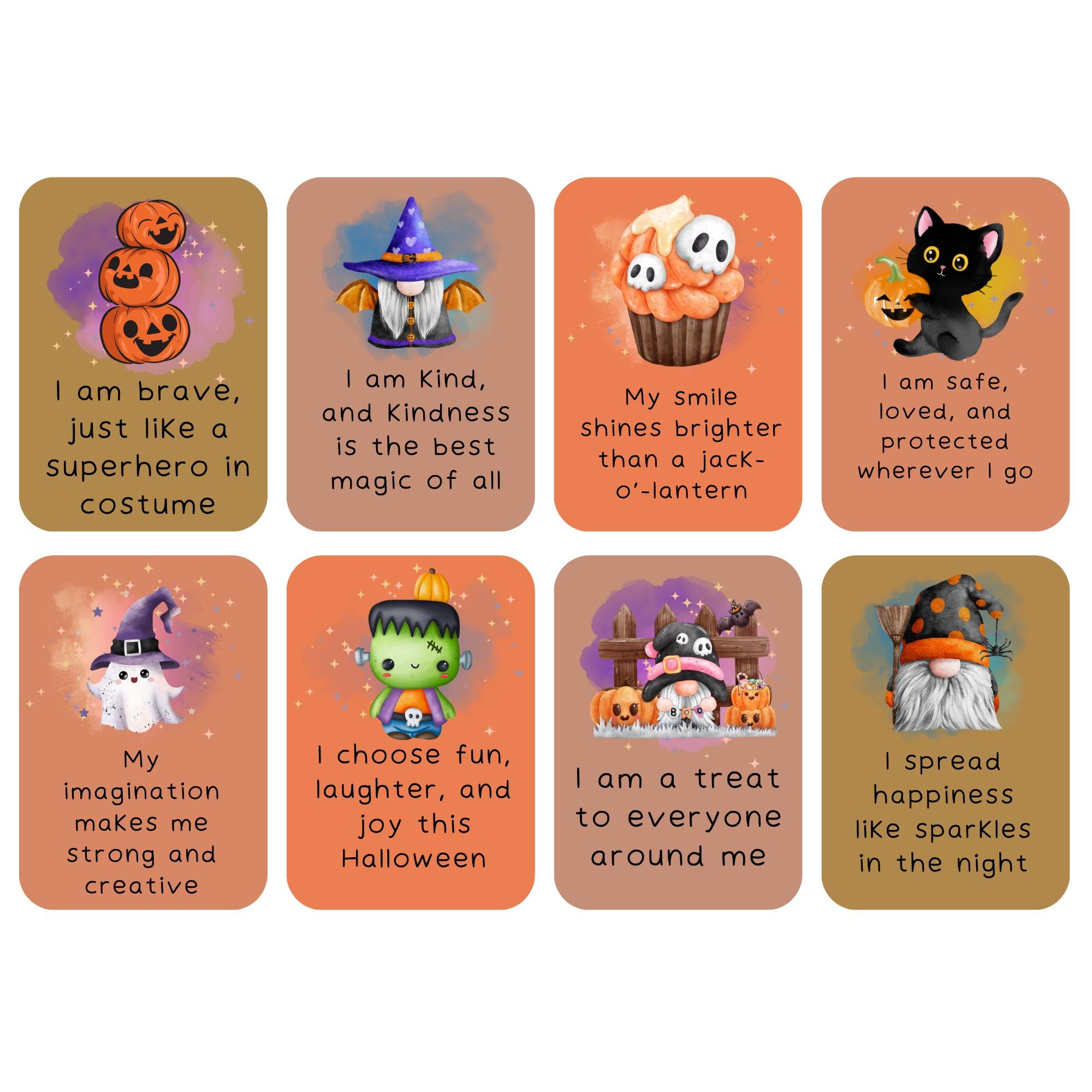 Printable Halloween Affirmation Cards for Kids: Uplifting Seasonal Joy ...