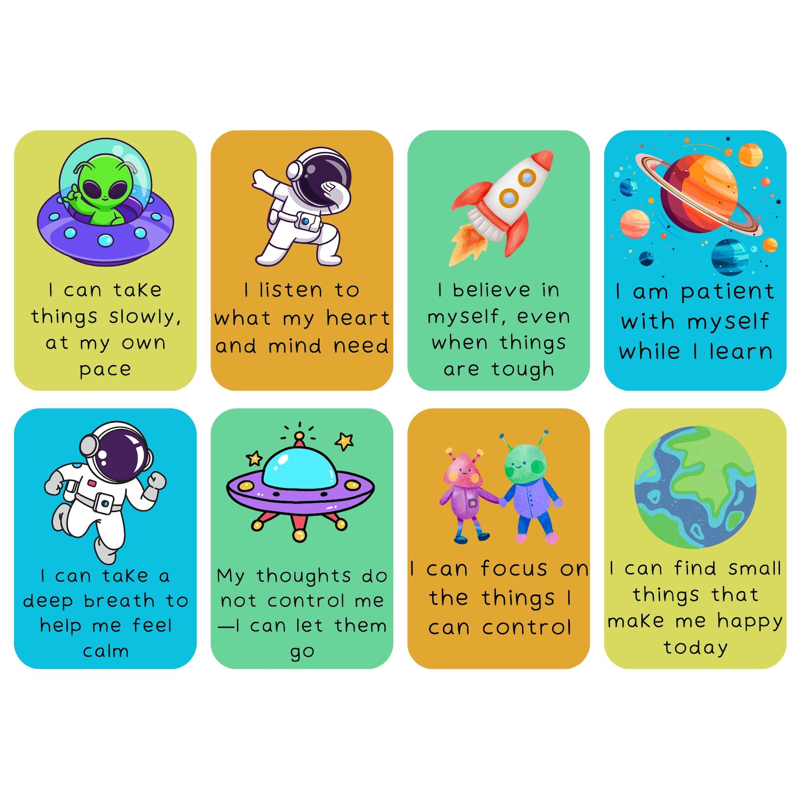 40 Space Affirmation Cards: Resilience & Confidence Building (digital ...