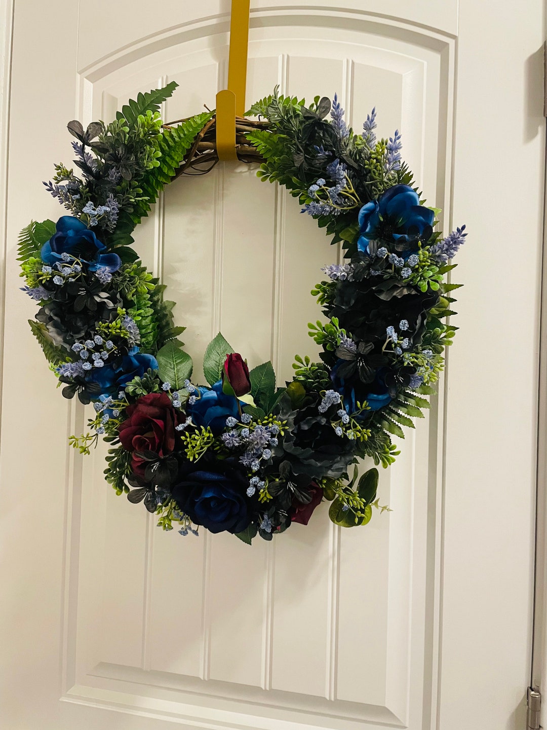 Midnight Blue Floral Wreath - Etsy