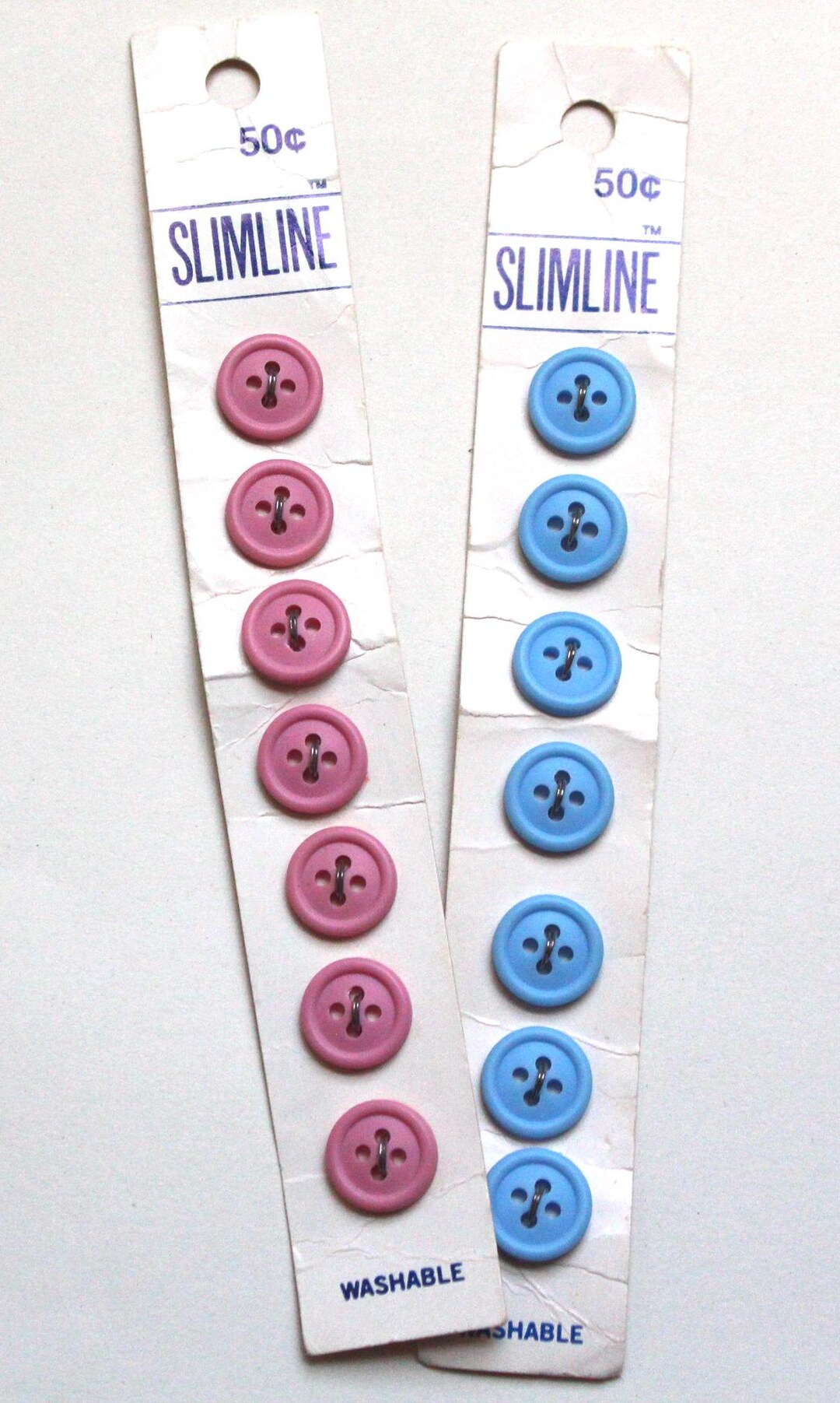 Vintage Pink and Blue Buttons on Cards - Etsy