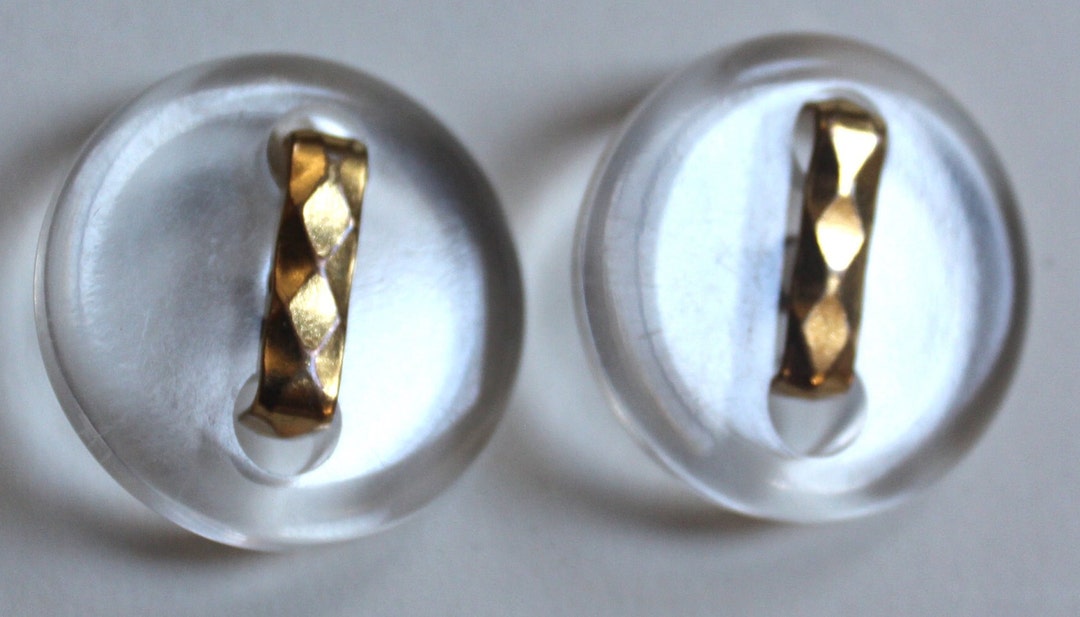 Vintage Clear Plastic Buttons With Gold - Etsy