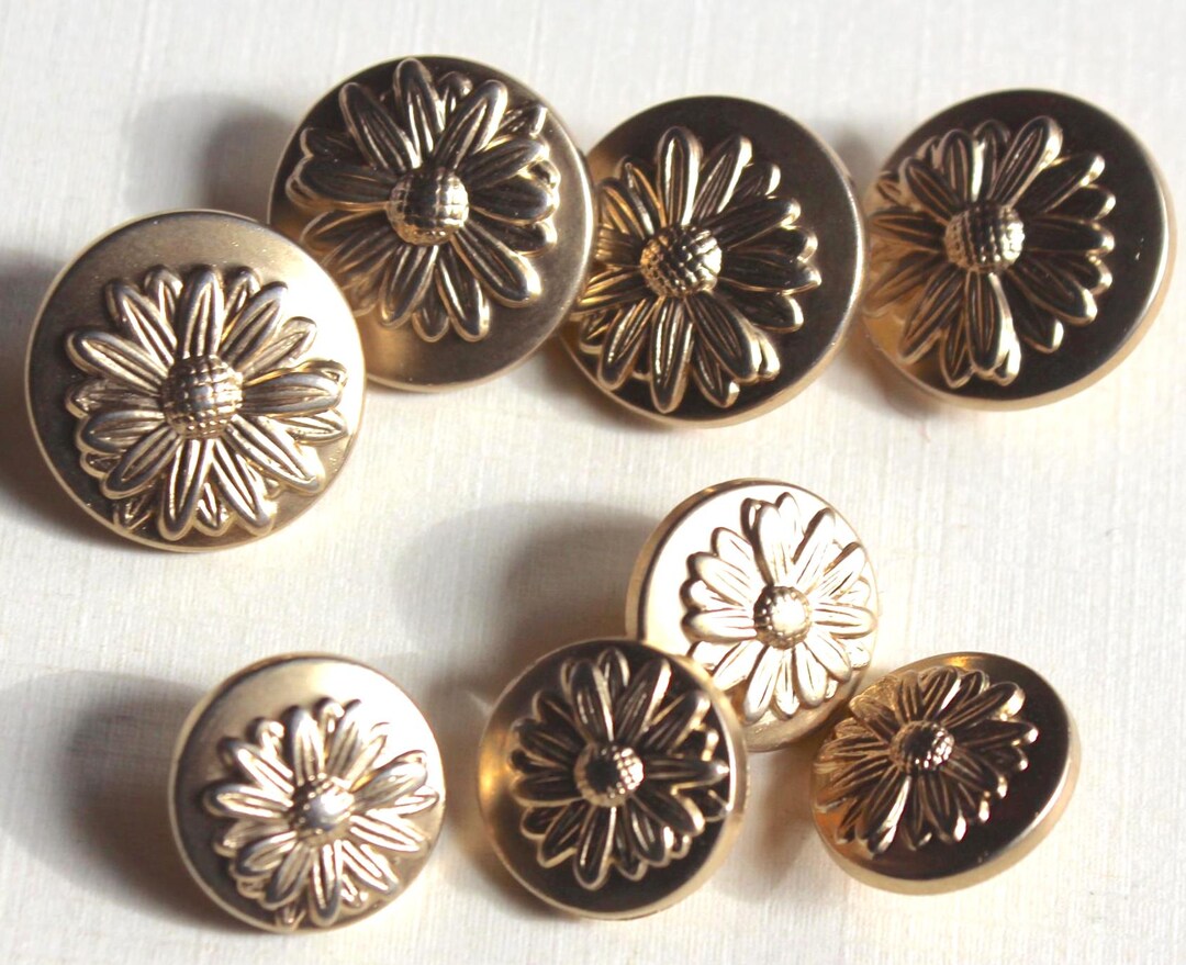 Satin Gold Daisy Buttons - Etsy