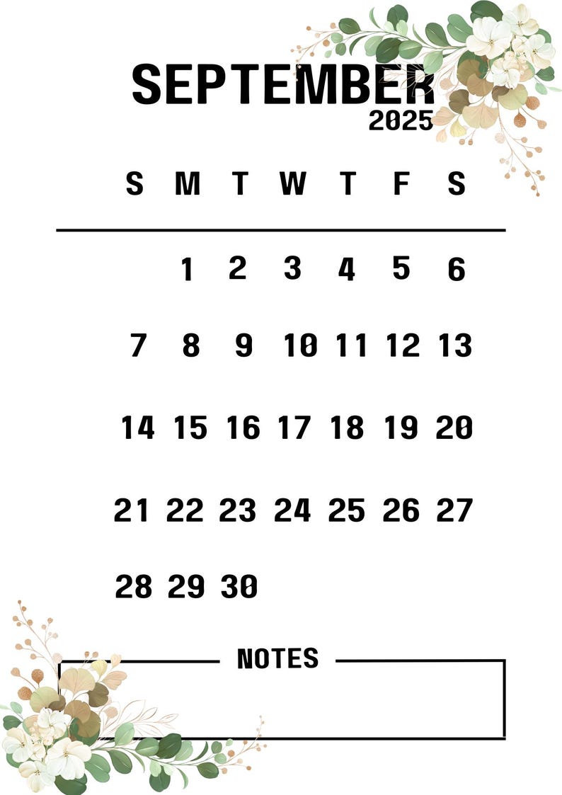 Large Number Calendar Template | INSTANT DOWNLOAD - Etsy