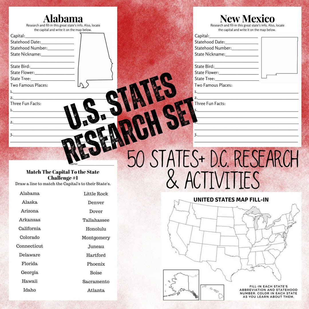 USA States Research Worksheets: US History, Social Studies (digital ...