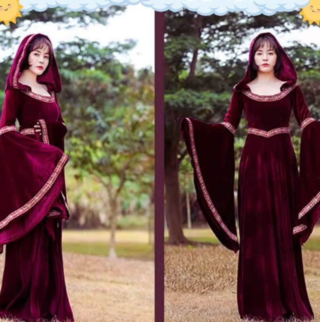 Medieval Gothic Dress Cosplay Costume Dress, Women's Party Dress, Adult ...