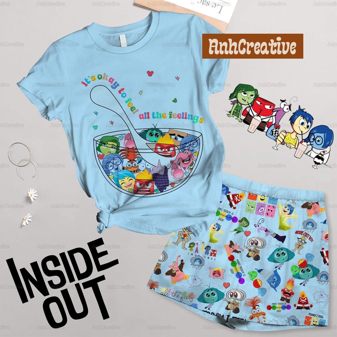 Inside Out T-shirt and Shorts Pants, Inside Out Character Pajamas Set ...