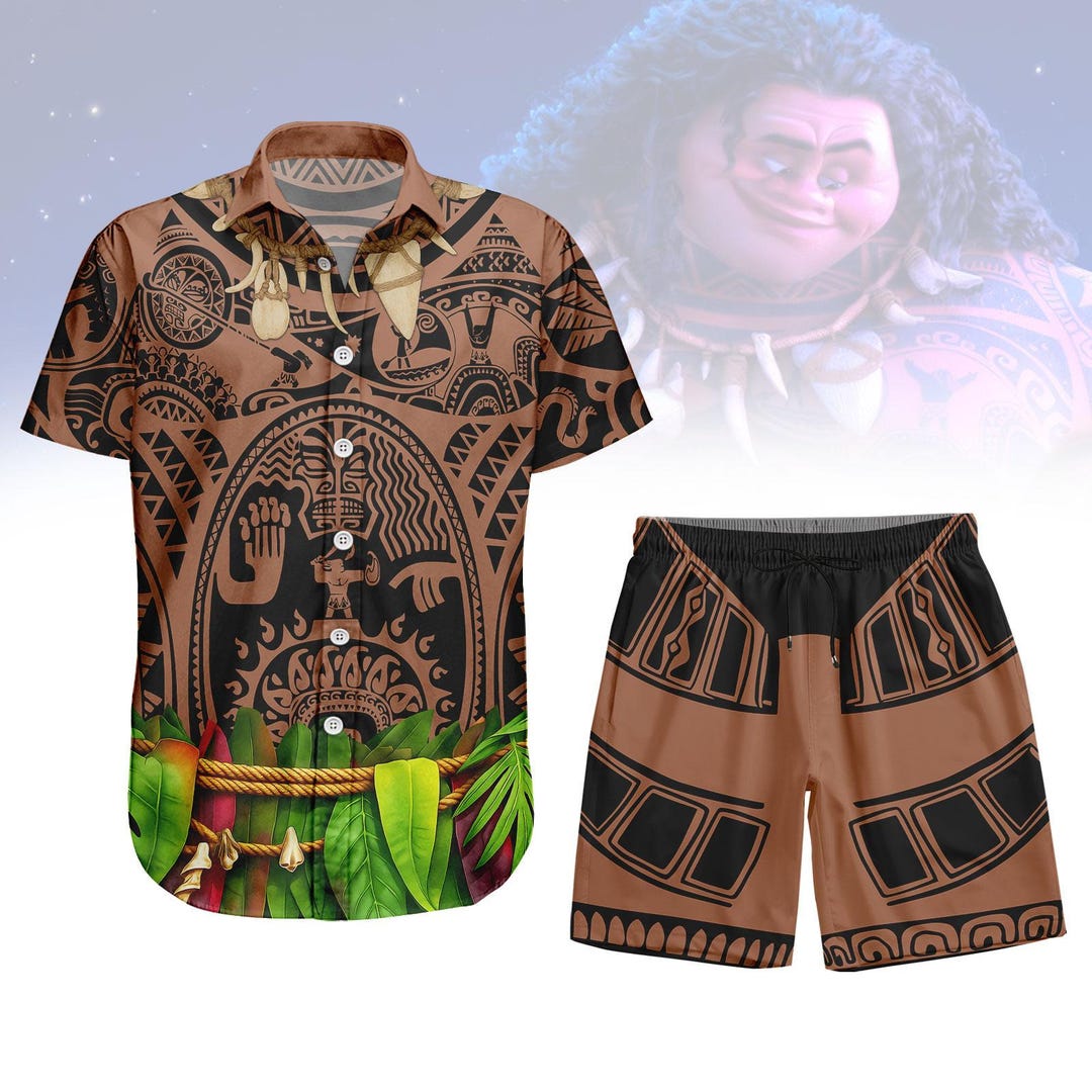 Maui Button Shirt, Men Shorts, Moana Maui Costume Outfit for Men ...