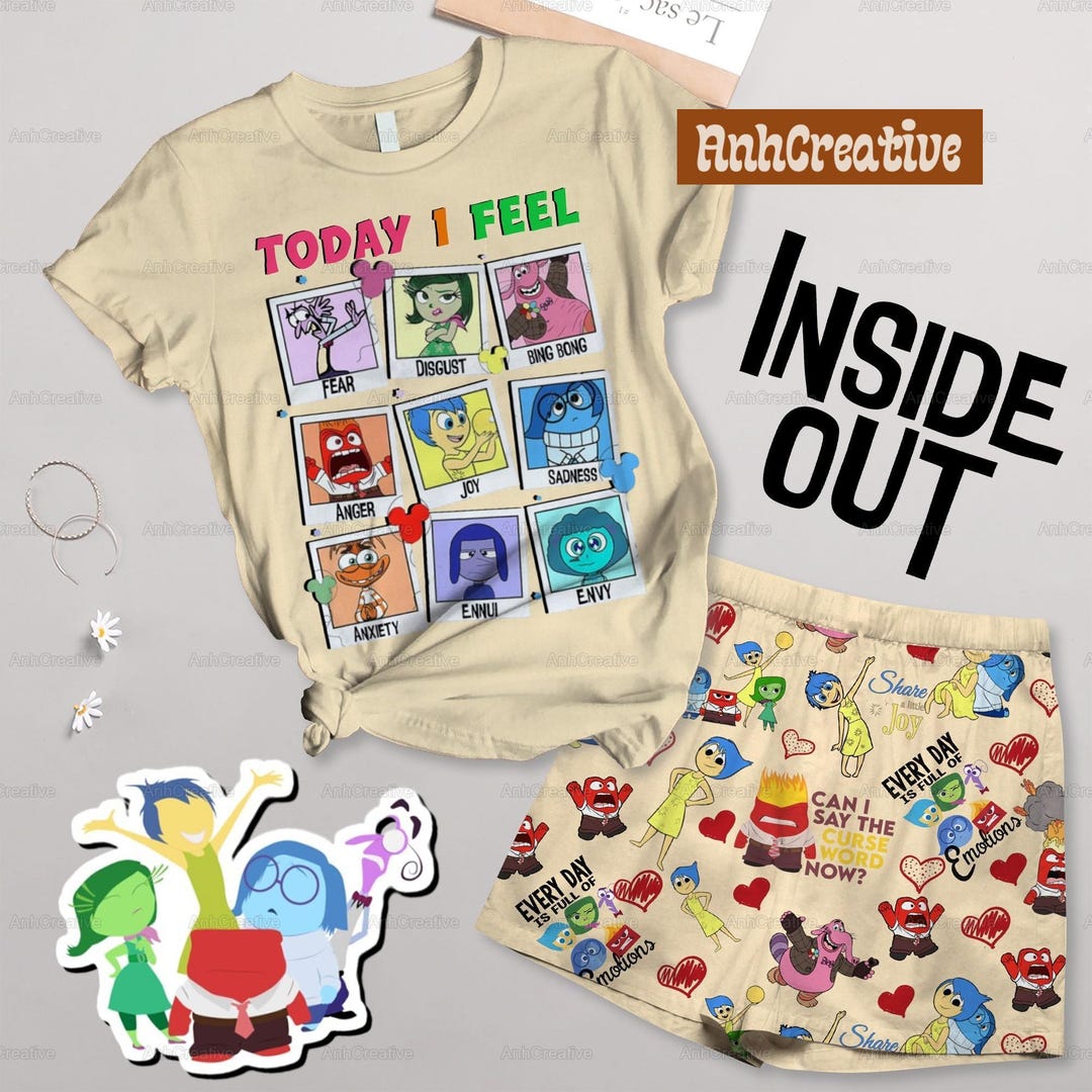 Disney Inside Out 2 T-shirt and Shorts Pants, Inside Out Pajamas Set ...