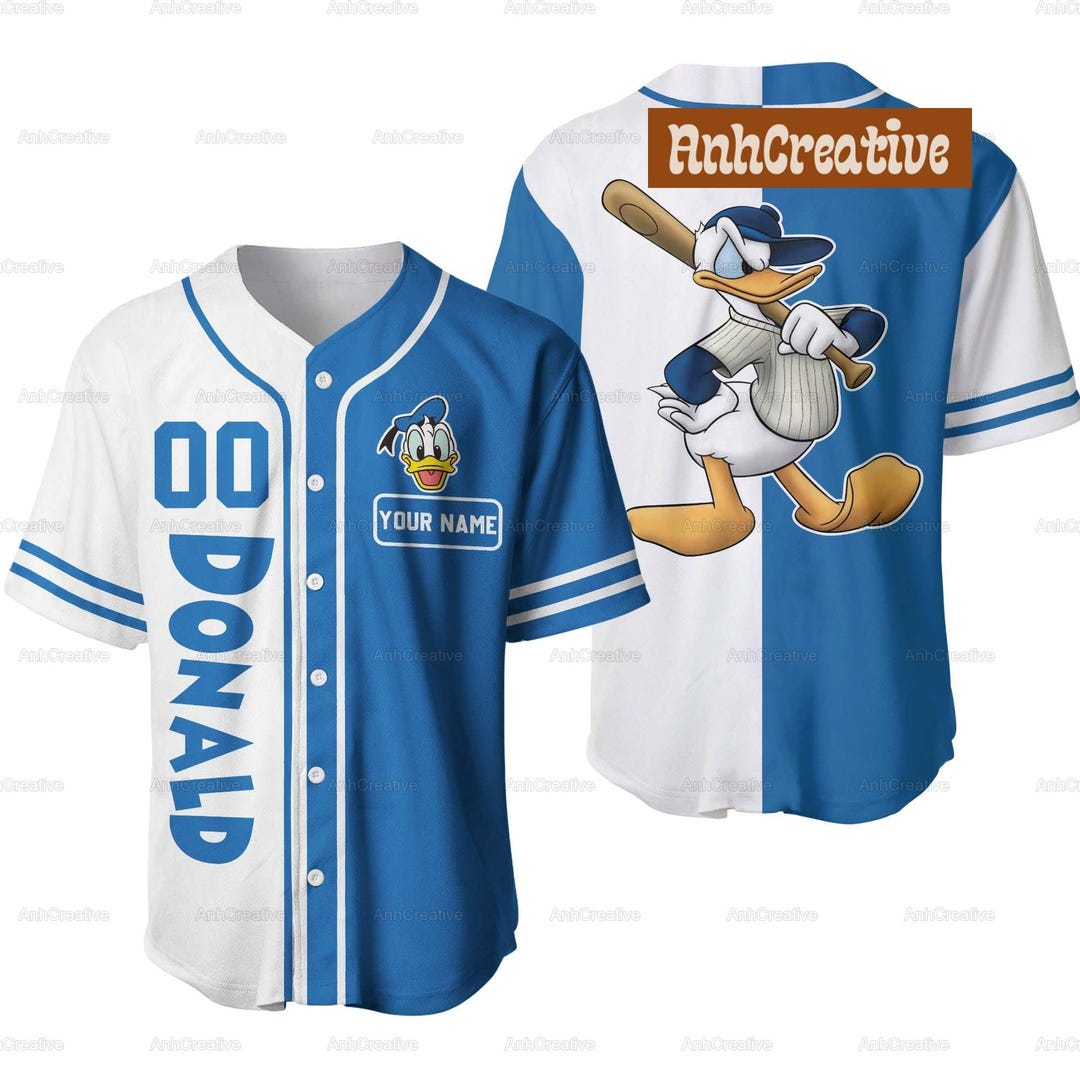 Personalized Donald Duck Baseball Jersey, Disney Donald Jersey Shirt ...