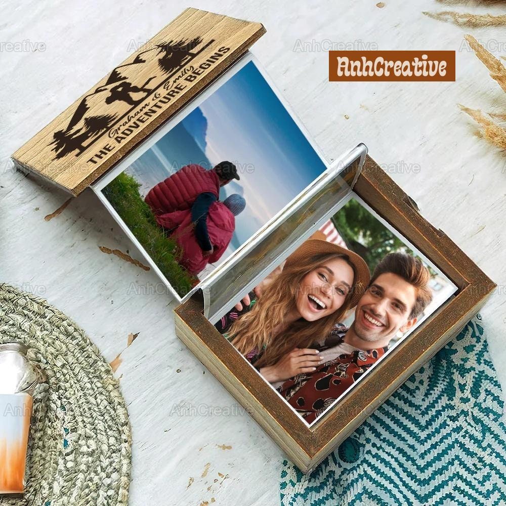 Personalized Gifts for Couple Wooden Photo Box, the Adventure Begins ...