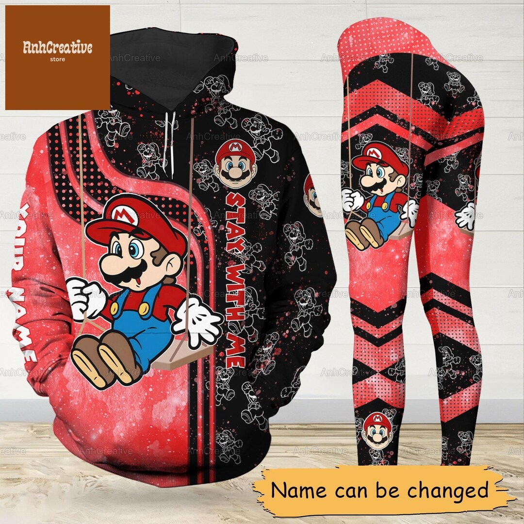 Disney Mario Hoodie and Leggings, Custom Super Mario Game Movie Hoodie ...