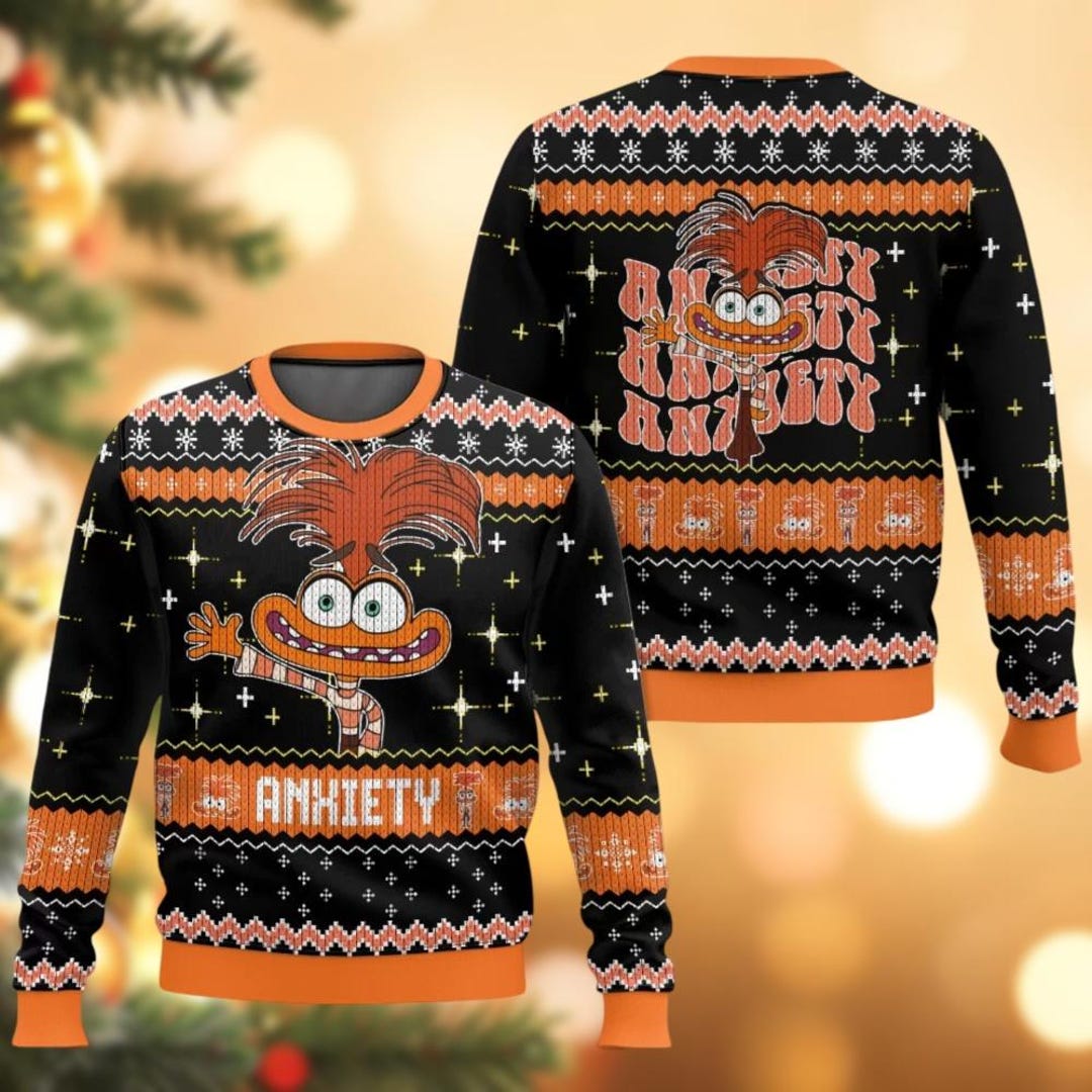 Christmas Anxiety Inside Out Ugly Sweater, Inside Out Characters Xmas ...