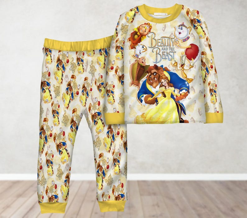 Beauty and the Beast Christmas Pajamas, Princess Belle and Beast Matching Pajamas Set, Disney ...