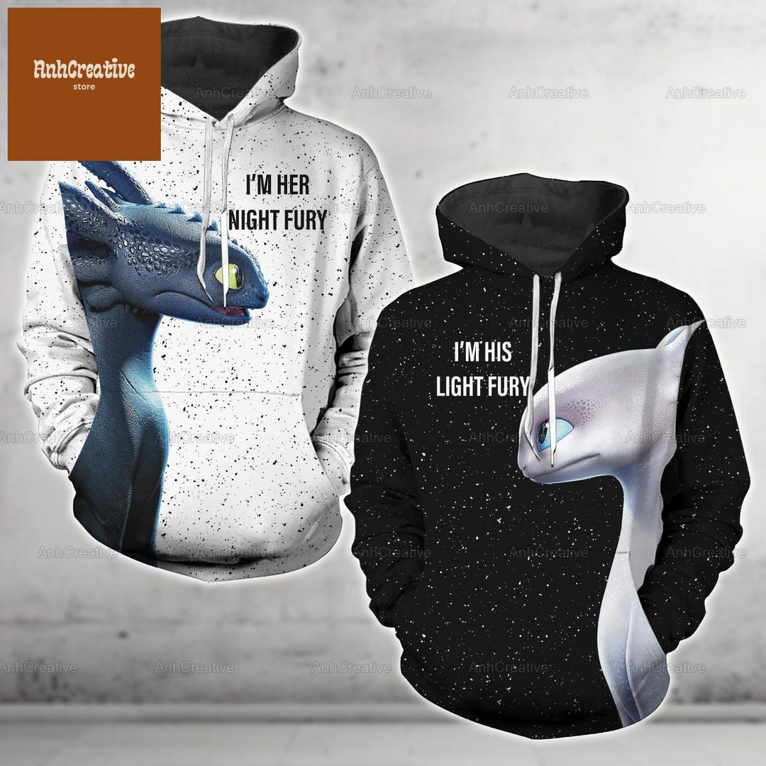 Toothless Hoodie, Light Fury and Night Fury Couple Hoodie, I'm Her ...