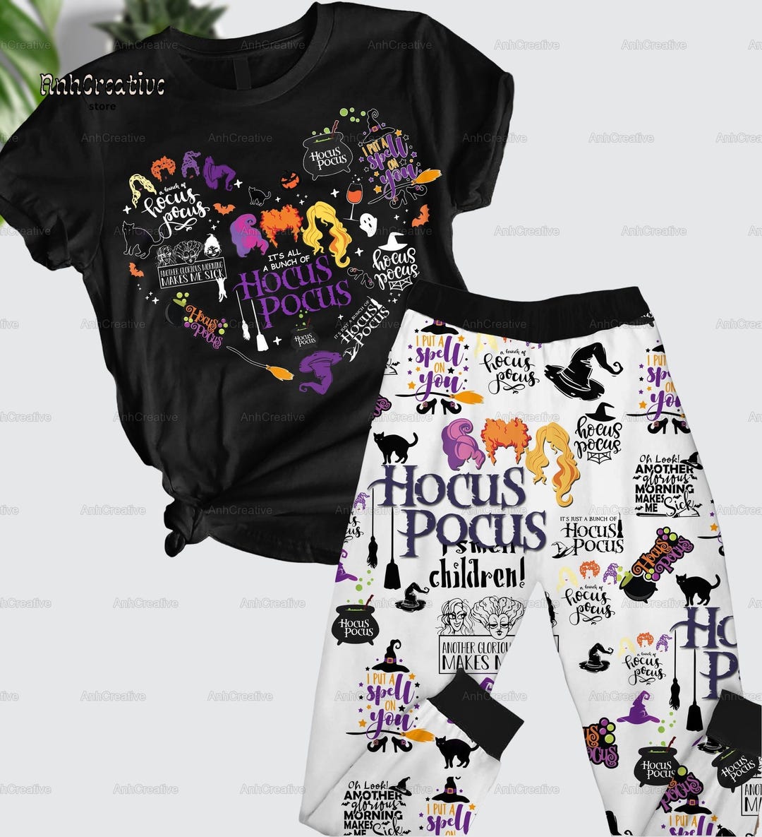 Hocus Pocus Pajamas Set, Sanderson Sisters T-shirt, Pajamas Pants ...