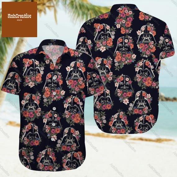 Darth Vader Button Shirt Darth Vader Hawaiian Shirt Darth Vader Flower Shirt Star Wars Floral Shirt Star Wars Gifts Vacation Shirt Etsy