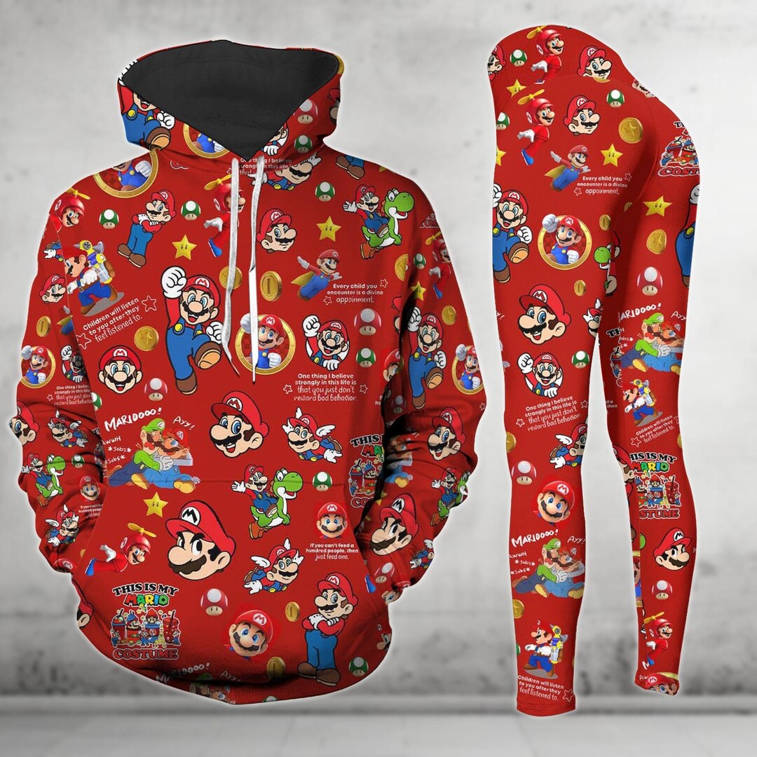 Super Mario Hoodie and Leggings, Video Game Shirt, Womens Leggings ...