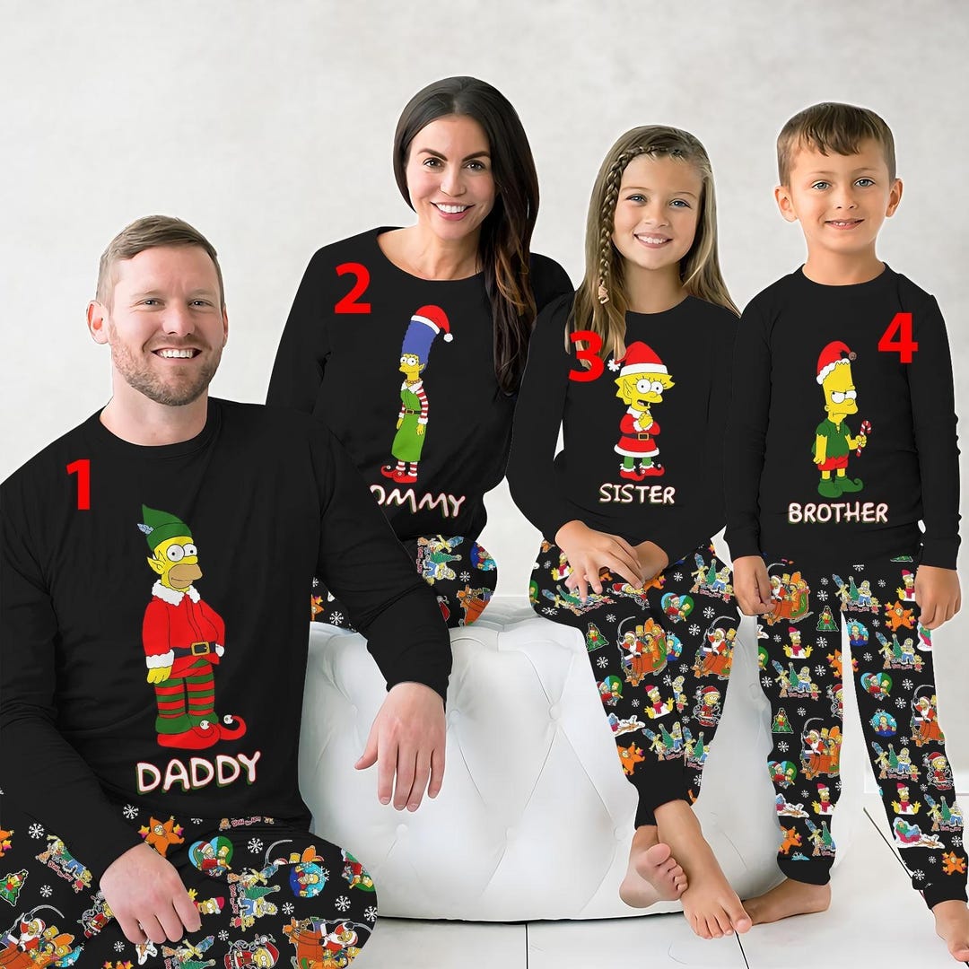 The Simpsons Christmas Family Pajamas, Simpsons Matching Pajamas Set ...