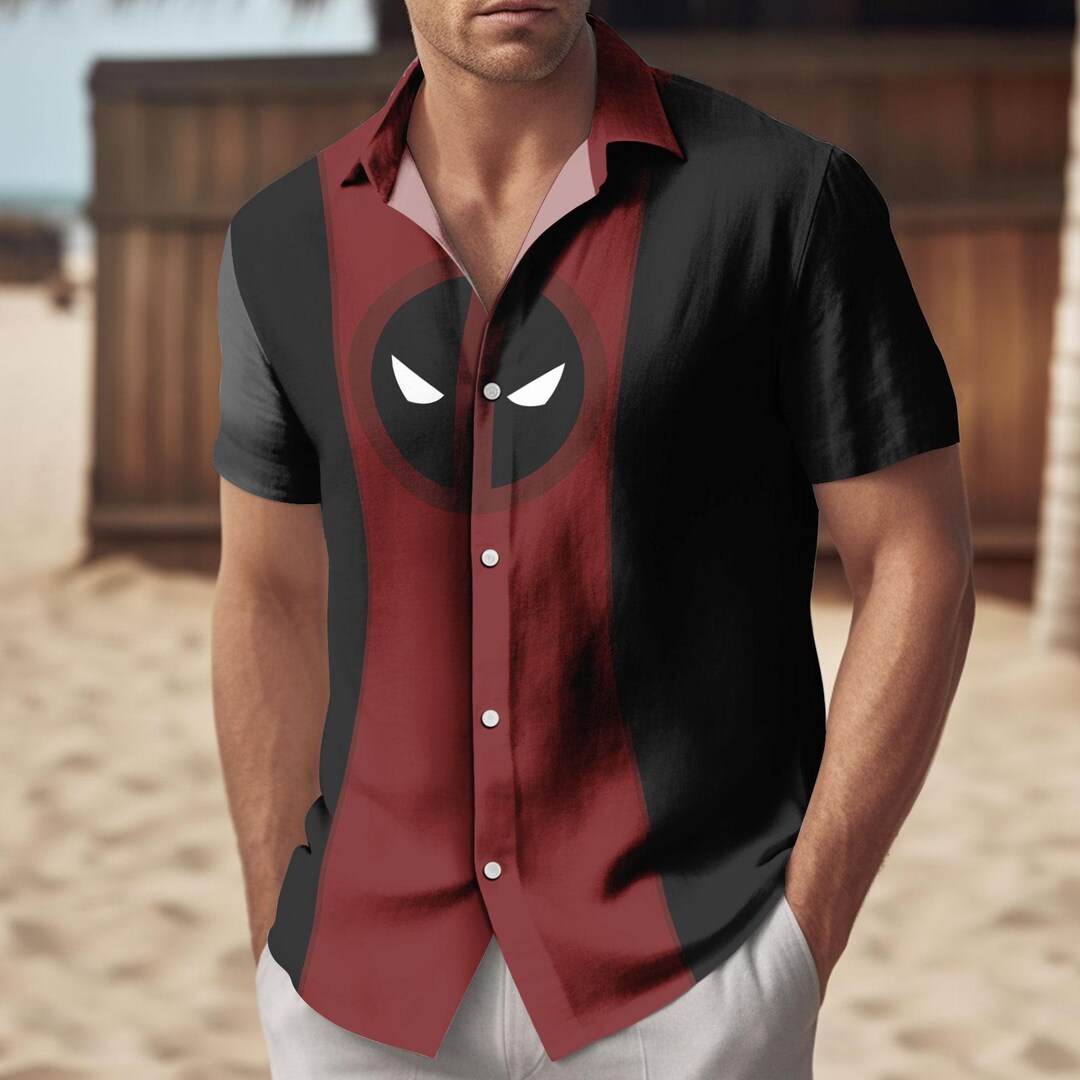 Halloween Deadpool Costume Cosplay, Deadpool Character Button Shirt ...